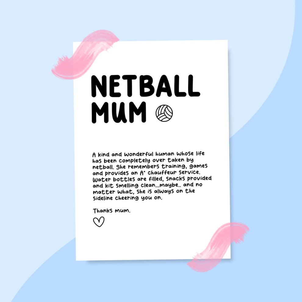 Netball Mum Definition Print – The Netball Gift Co.